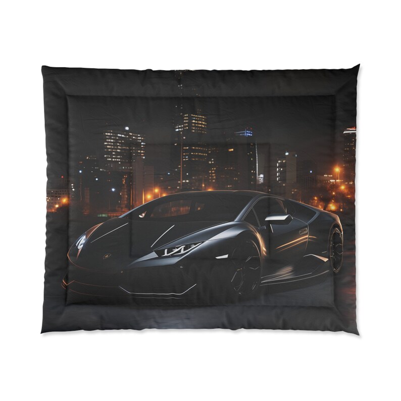 Comforter, Matte Black Lamborghini Stylish Bed Spread Large Fluffy ...