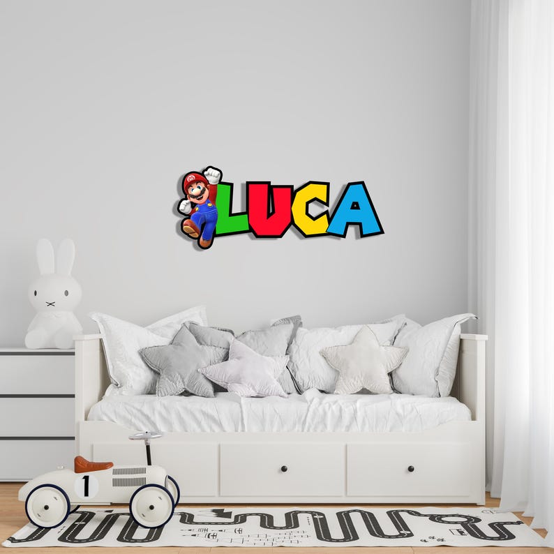 Super Mario Luigi Kids Nursery Young Room Door Wooden Wall Art Signs ...