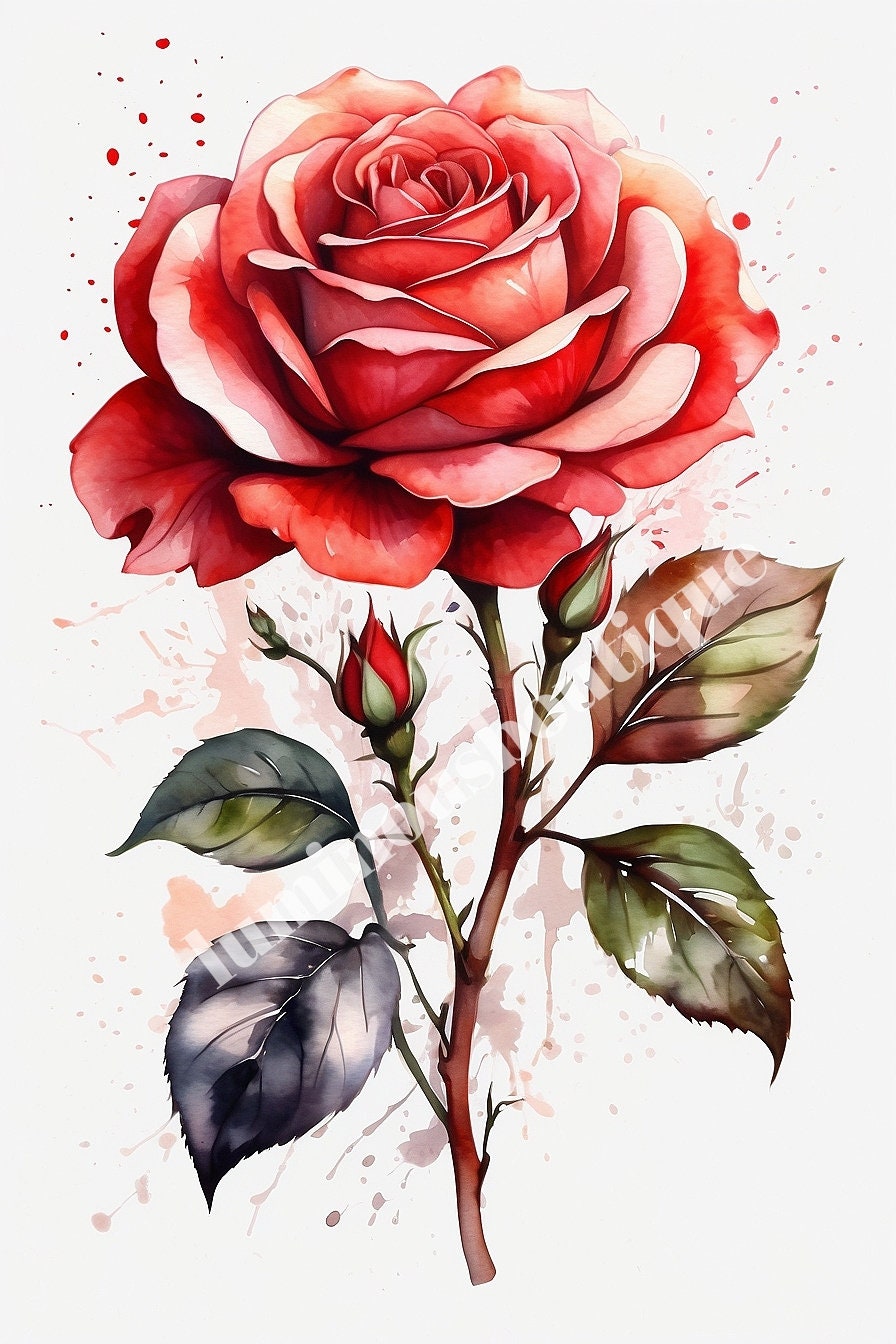 Red Rose Flower Clipart 8 High Quality Jpgs - Junk Journals, Digital ...