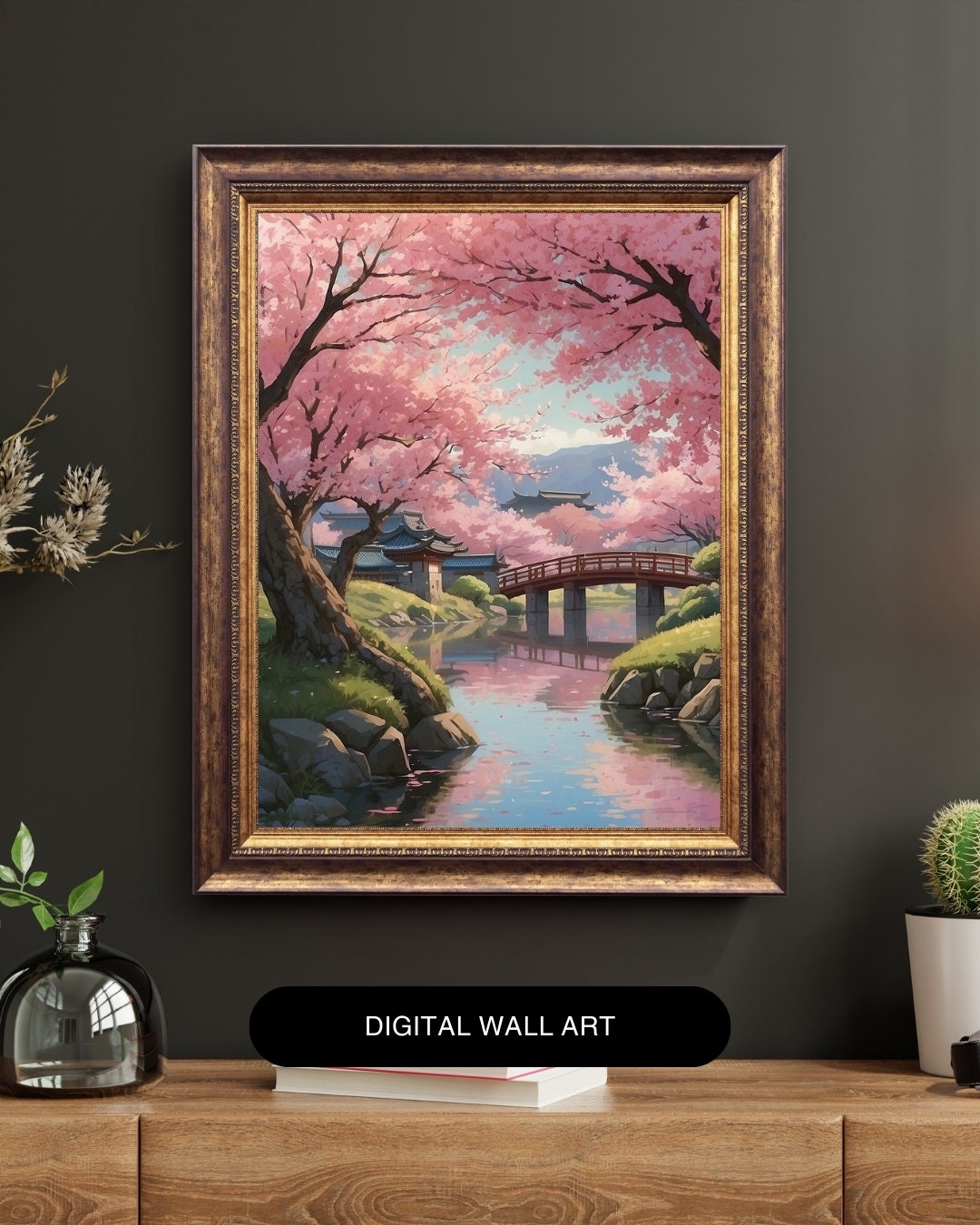 Cherry Blossom Japanese Landscape Print Sakura Tree Wall Decor Art ...