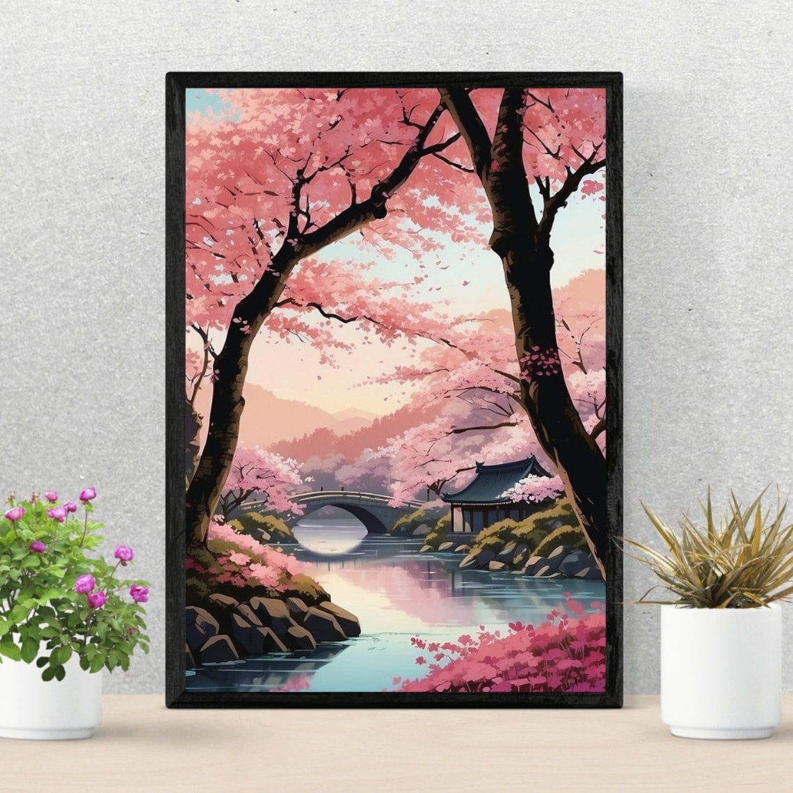 Sakura Tree Cherry Blossom Print: Japanese Spring Landscape (digital ...