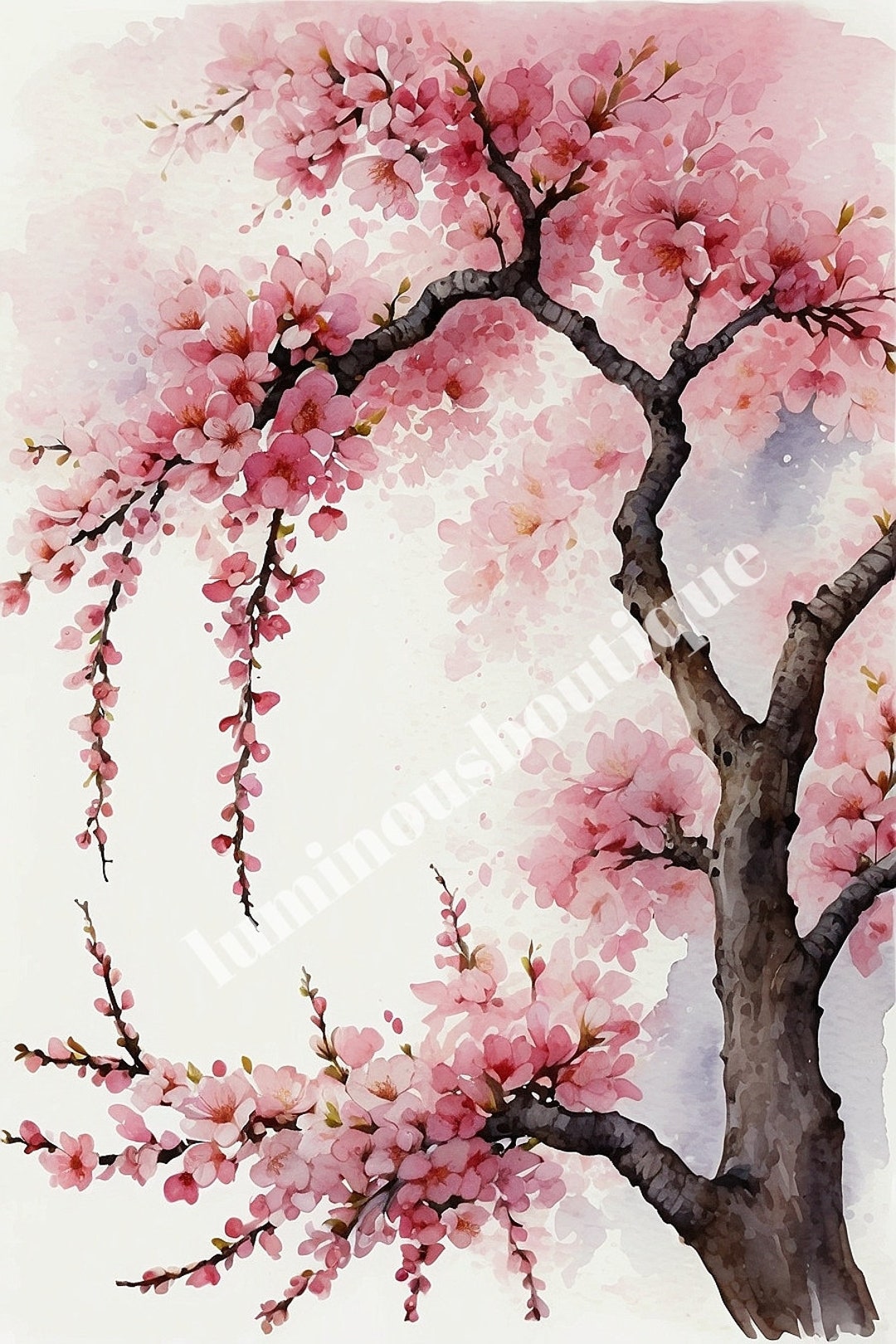 Sakura Print Blossom Tree Watercolor Cherry Blossom Tree Watercolor Art ...