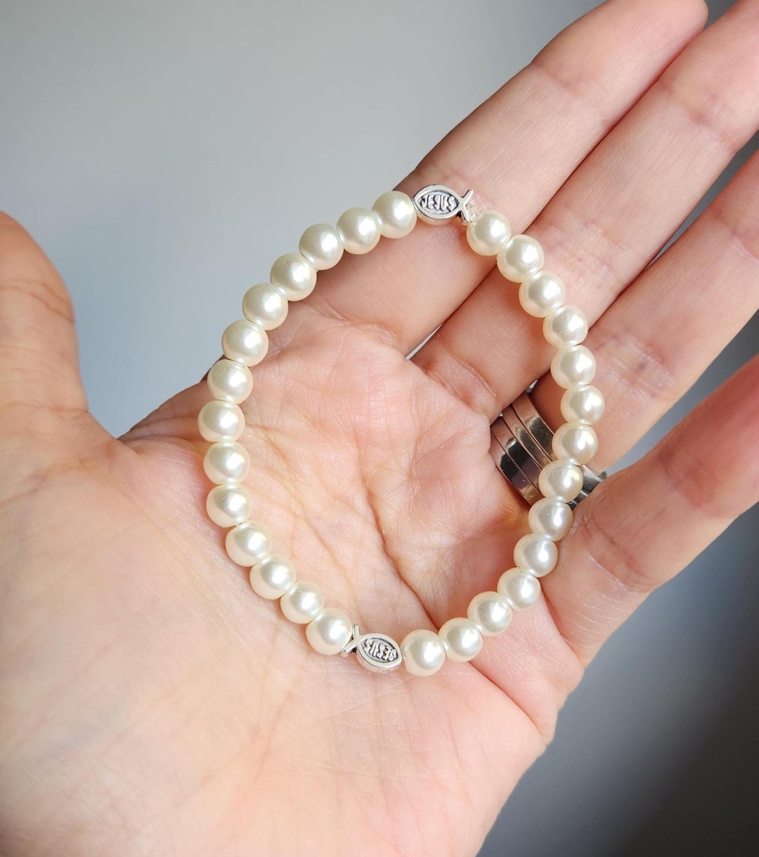 Handmade Jesus Pearl Bead Bracelet: Christian Religious Gift - Etsy