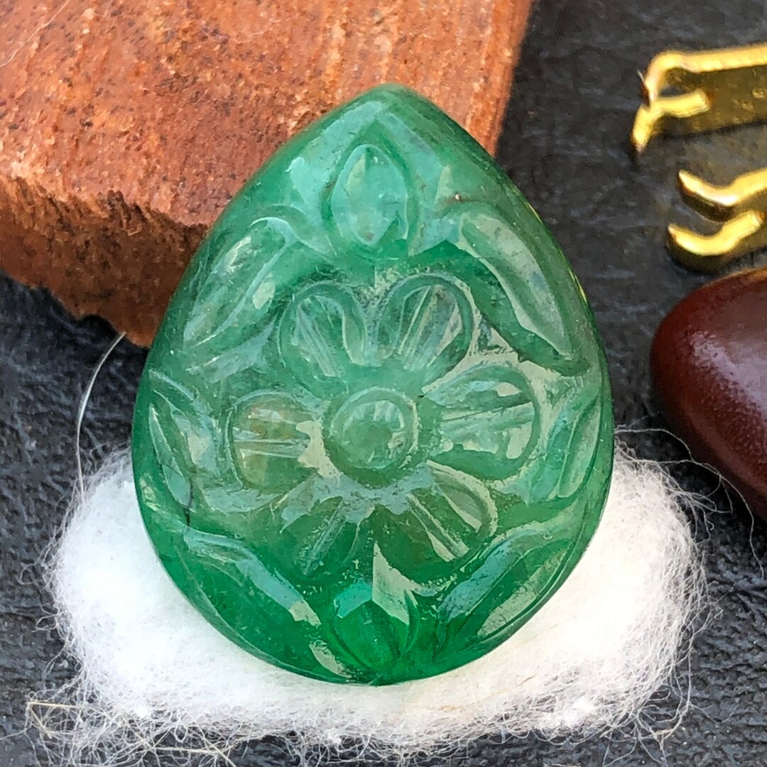 AAA Quality Emerald Leaf Carving, Emerald Loose Gemstone, Natural ...