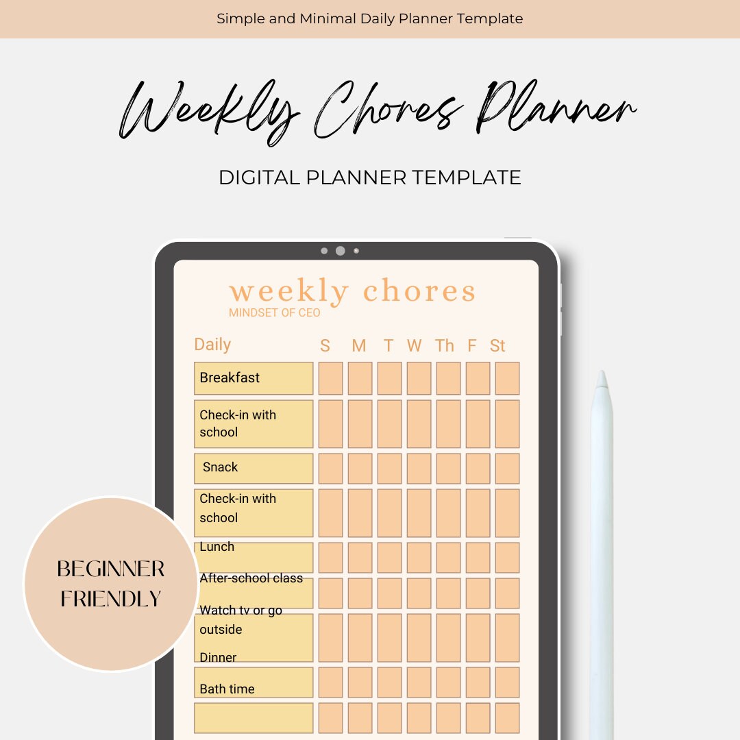 Weekly Chores Checklist, Daily Monthly Weekly Chores, Weekly Chores for ...