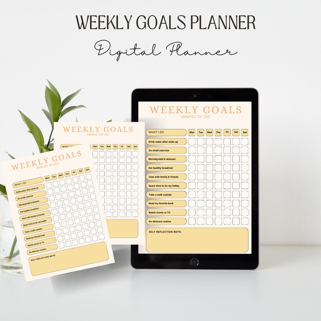 Weekly Goal Planner Printable, Goal Tracker, to Do List, Productivity ...