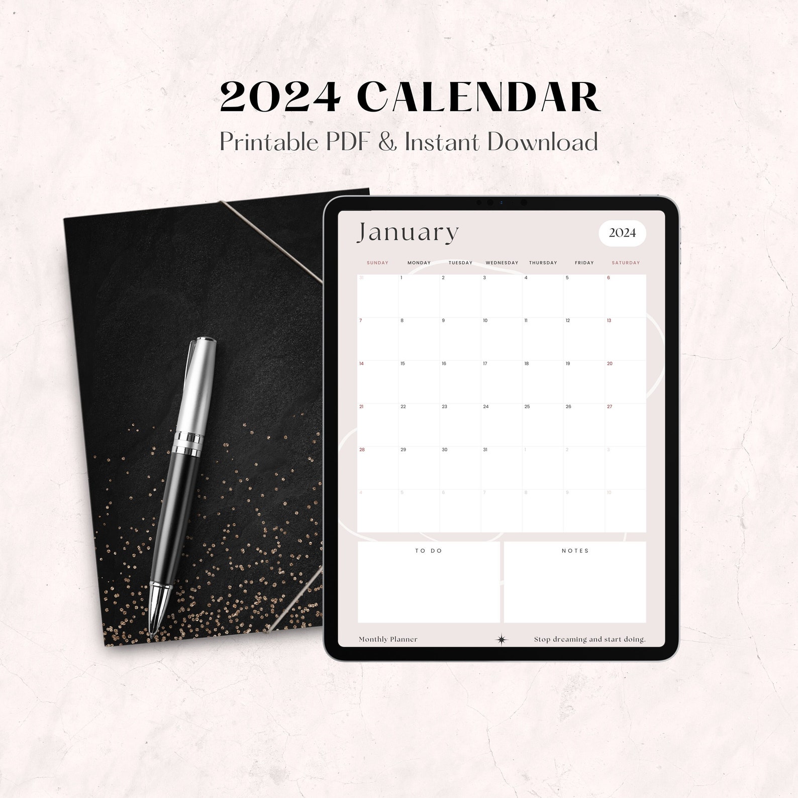 2024 Digital Calendar, Printable 2024 Calendar, January to December ...