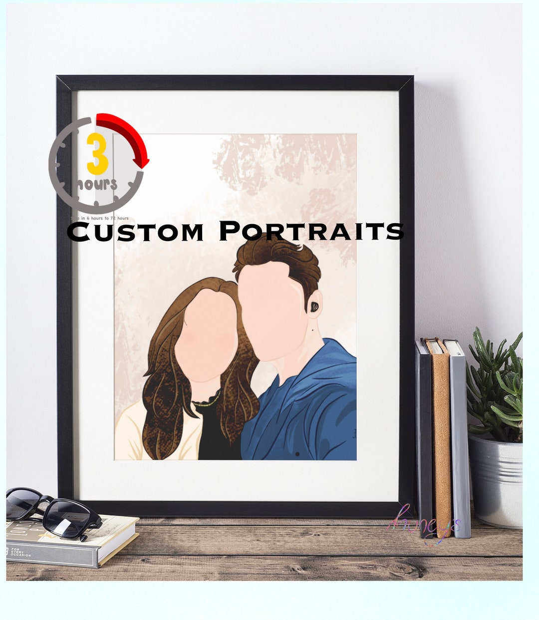 Custom Portraits Birthday Gift Anniversary Gift Digital Print ...