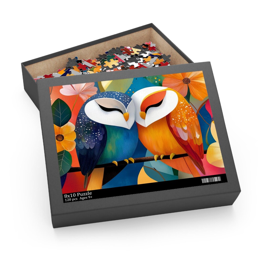 Puzzle, Floral Owls Jigsaw Puzzle, Birds Flowers Puzzle, Mindfulness ...