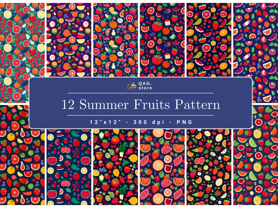 Summer Fruit Digital Paper Fruit Digital Art Fruits - Etsy