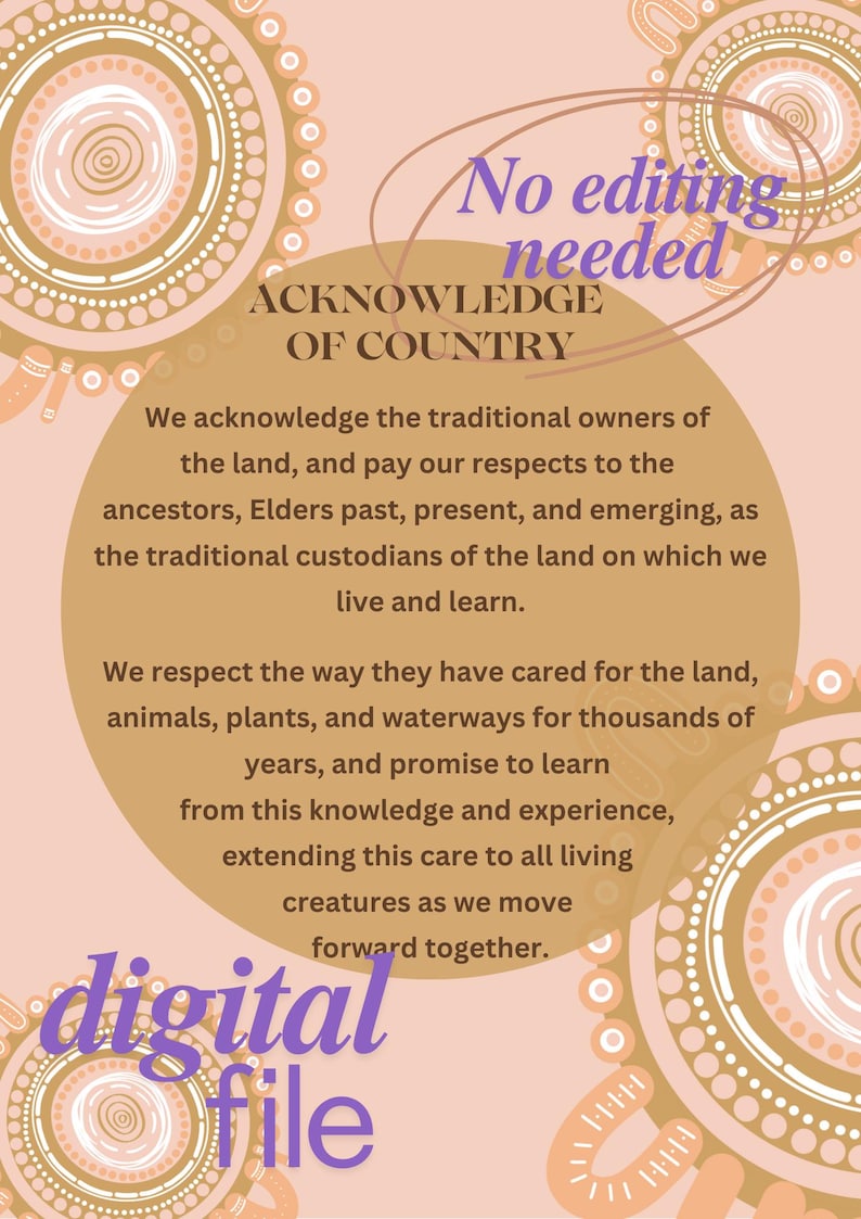 Acknowledgement of Country Sign Early Childhood Education - Etsy Australia