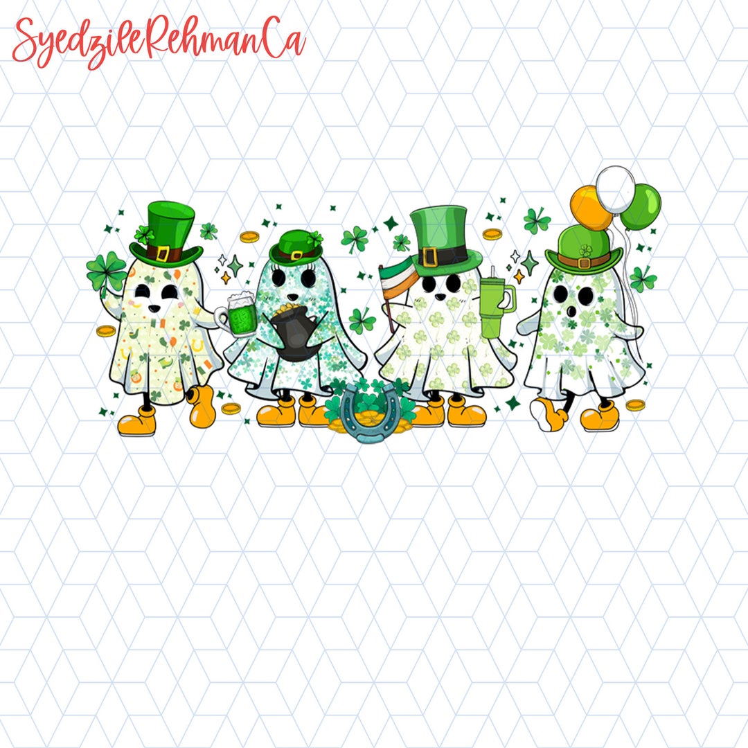 Cute Ghost Retro St. Patrick's Day Png, Boo St. Paddys Day Png, Spooky ...