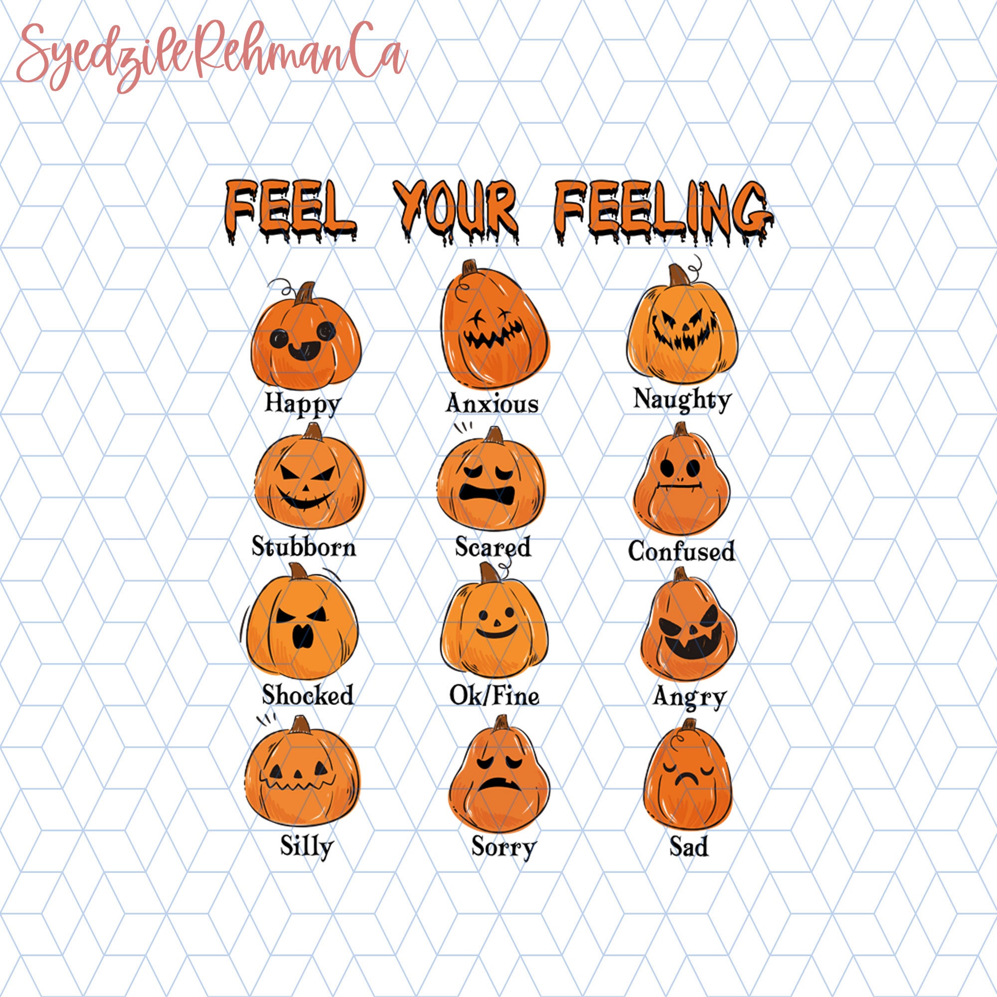 Feel Your Feeling Pumpkin Png, Mental Health Pumpkin Png, Cute Pumpkin ...