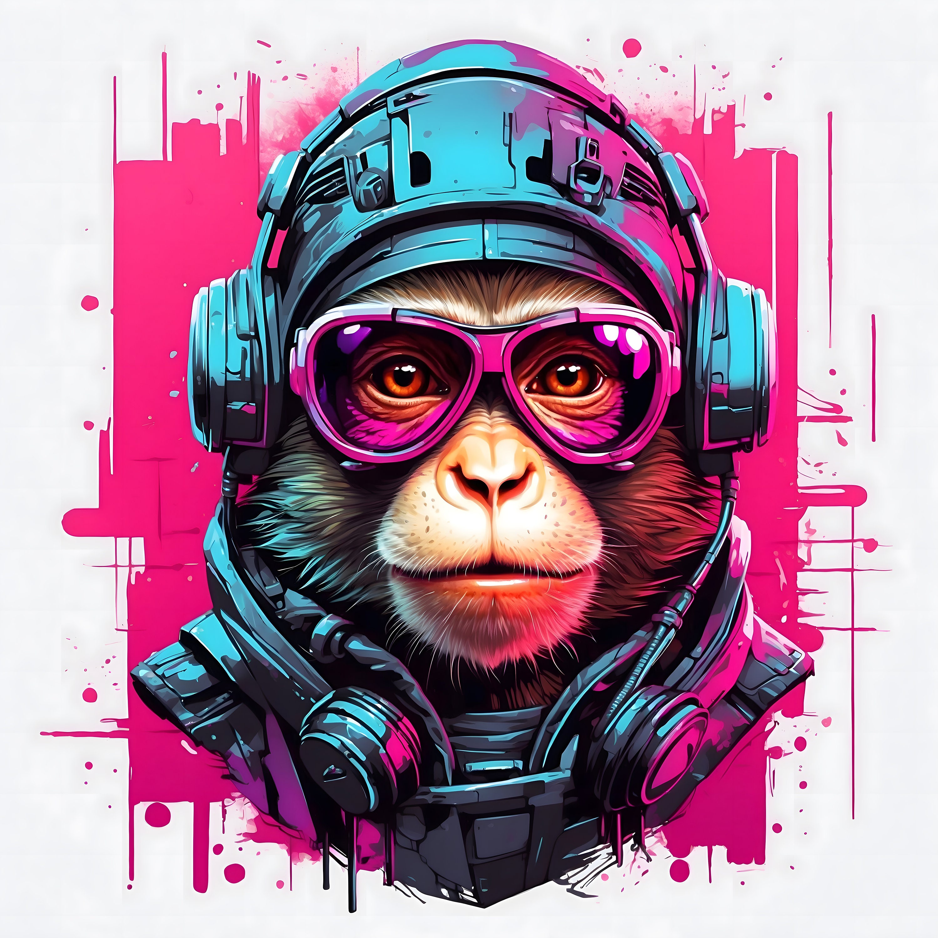 Cyberpunk Animals Printable Collection | 4 Animal Splash Arts | 2 JPEG ...