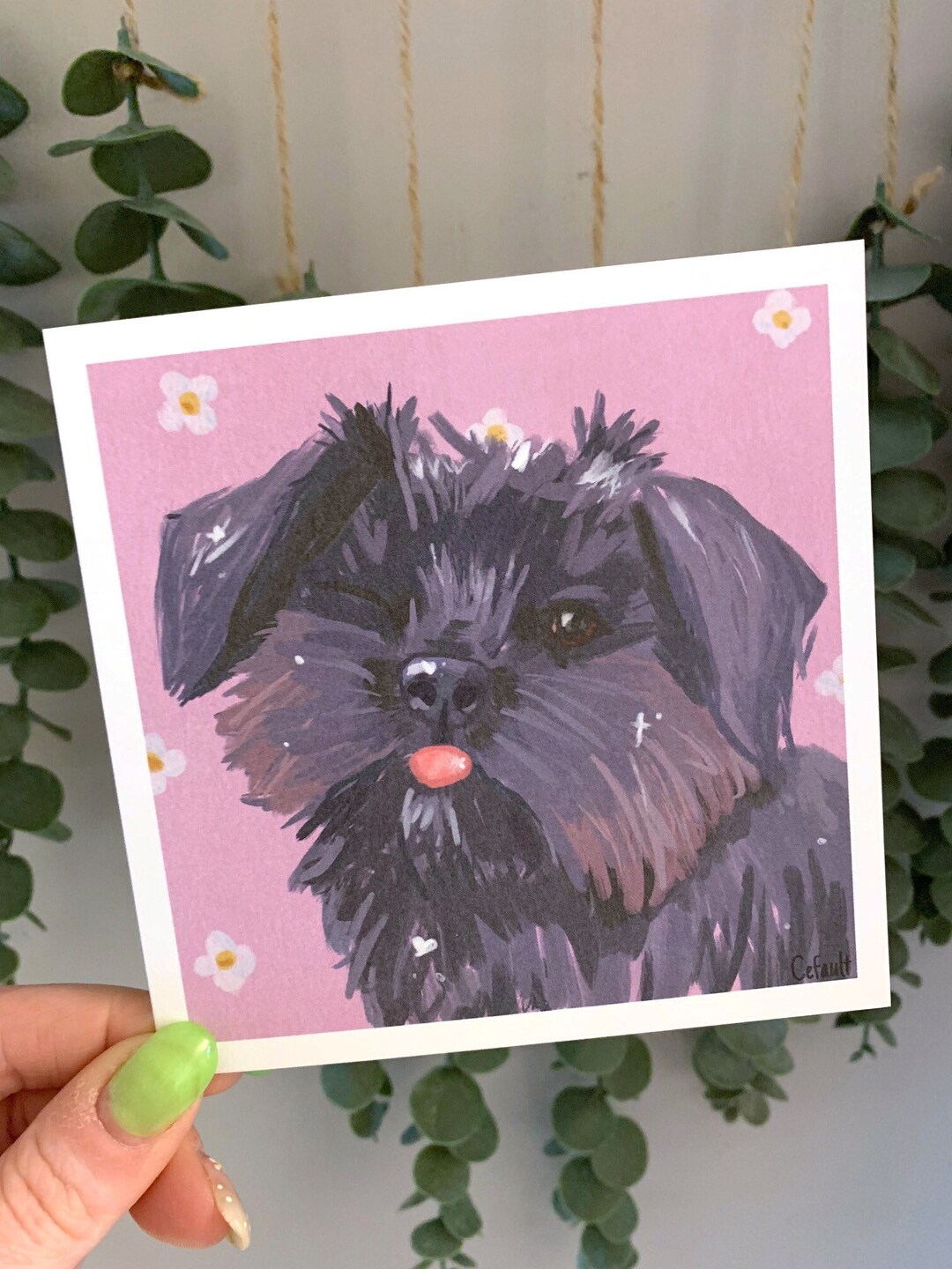 5x5 Dusty Dog - Cute Terrier Dog Art Print – Small Dog With Tongue Out ...
