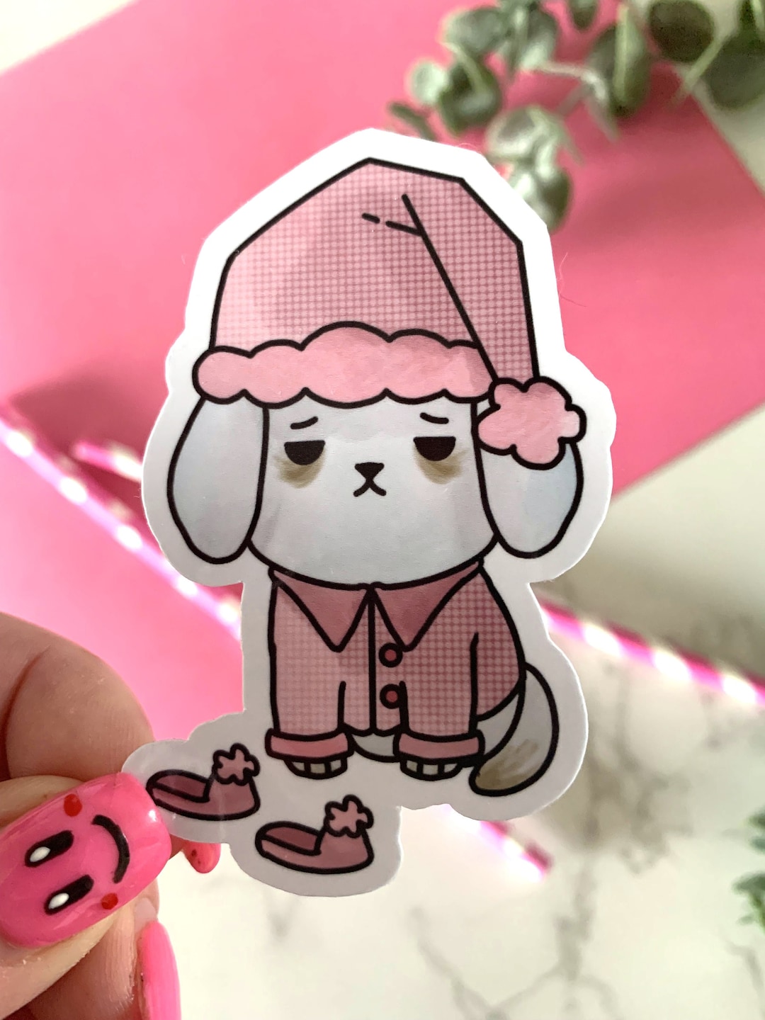 Sleepy Pup, PJ Party Sticker, Cute Sticker, Laptop Sticker, Kawaii ...