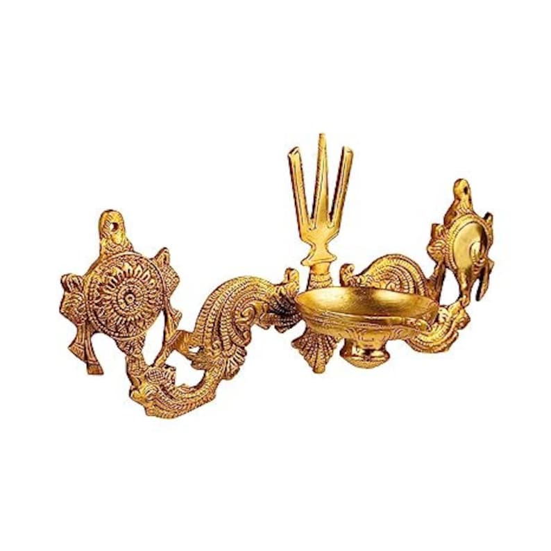 Brass Shankh Chakra Namah Diya Showpiece Shankha Tilak Padma Etsy