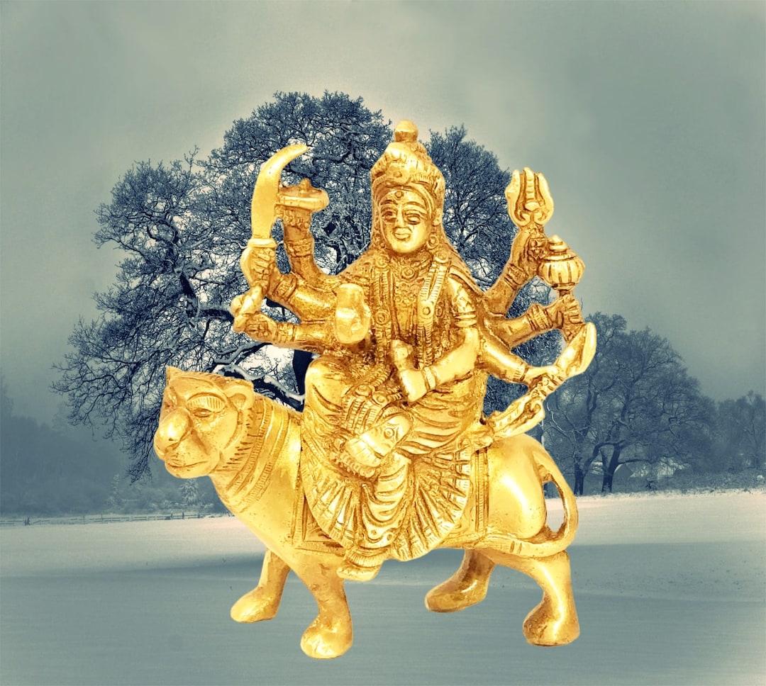 Brass Maa Durga Idol Sitting on Lion Ma Sherwali Murti Devi - Etsy