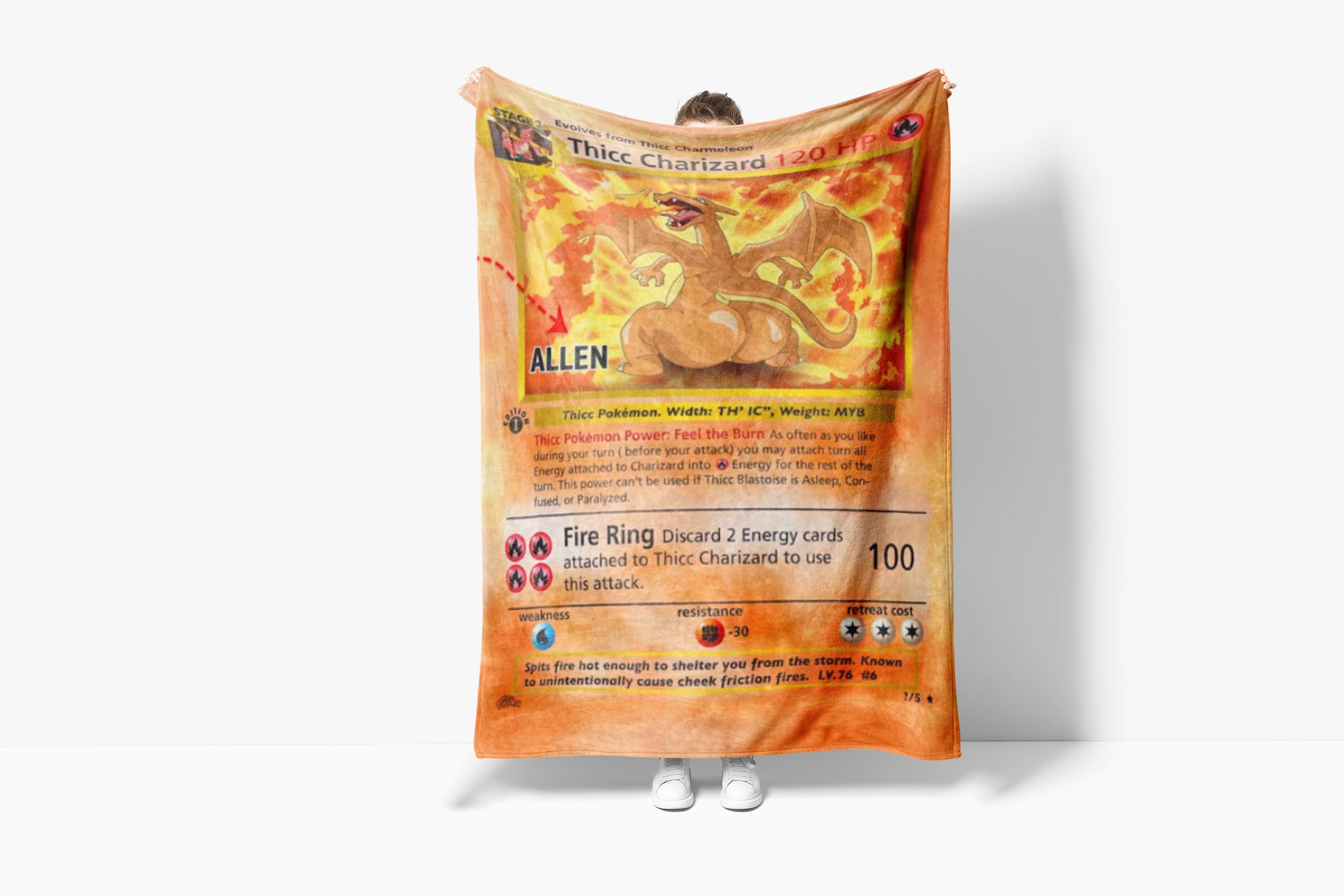 USA Made Customizable Thicc Charizard Themed Blanket With Name ...