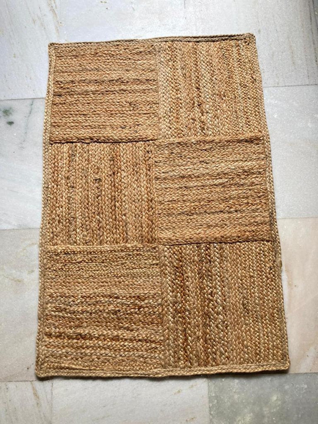 Natural Jute Rug, Cut Design Jute Rug, Rectangular Jute Rug, Home Decor ...