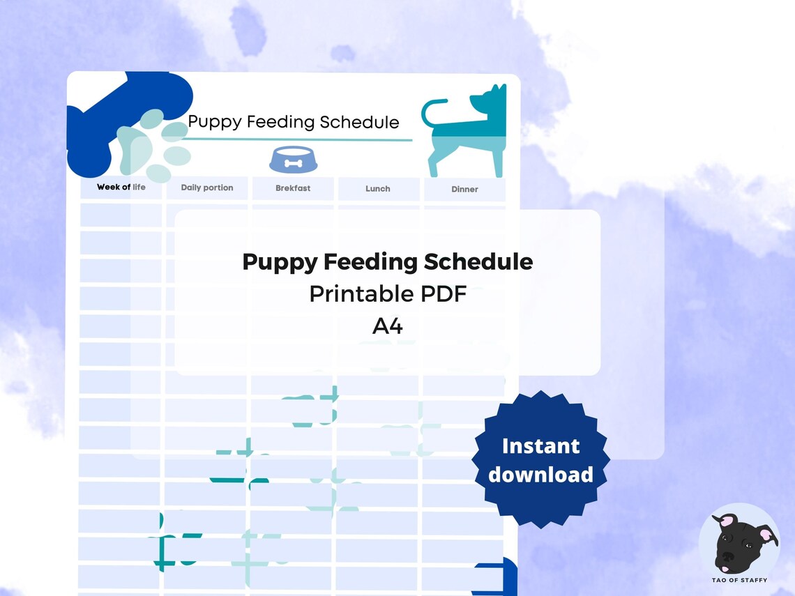 Puppy Feeding Schedule Printable Pet Planner, Digital Download ...