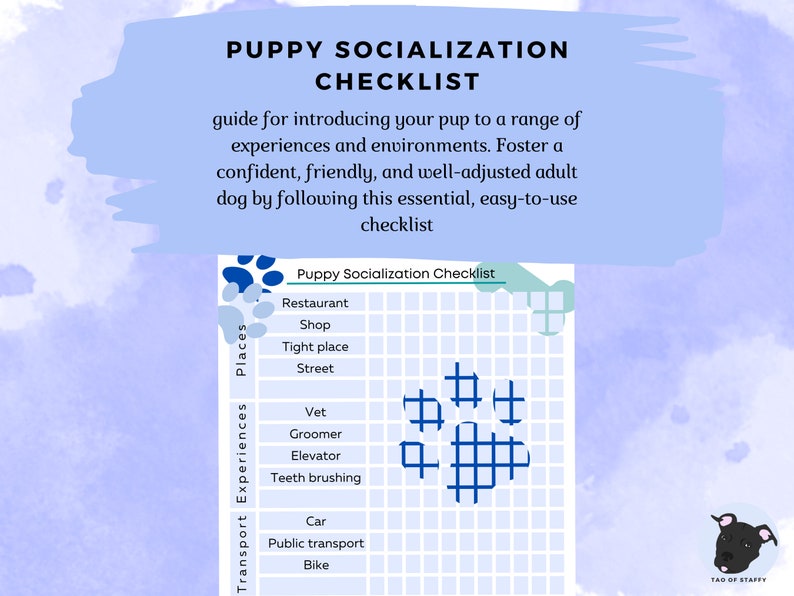 Puppy Socialization Checklist | Printable Pet Planner, Digital Download ...