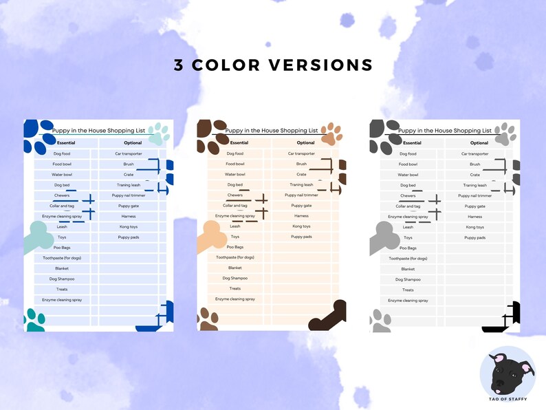 Puppy Shopping List | Printable Pet Planner, Digital Download ...