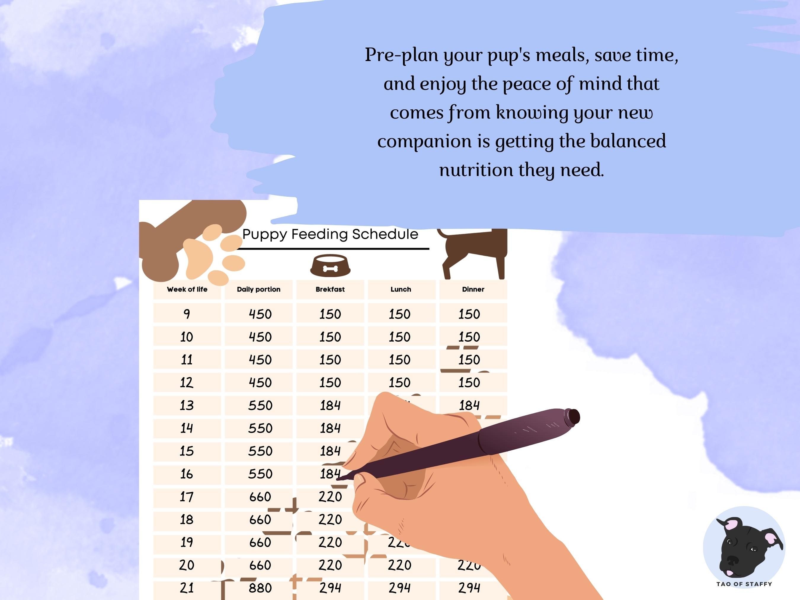 Puppy Feeding Schedule| Printable Pet Planner, Digital Download ...