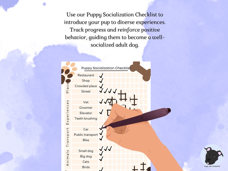 Puppy Socialization Checklist | Printable Pet Planner, Digital Download ...