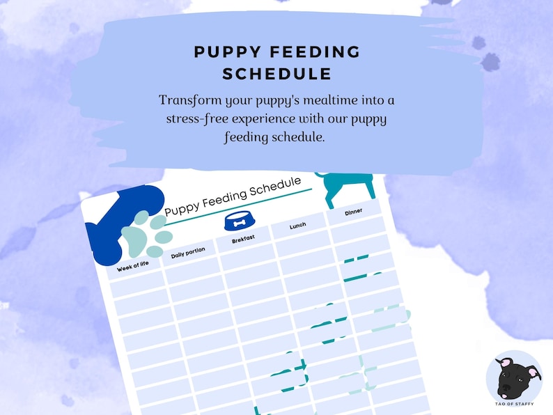 Puppy Feeding Schedule| Printable Pet Planner, Digital Download ...