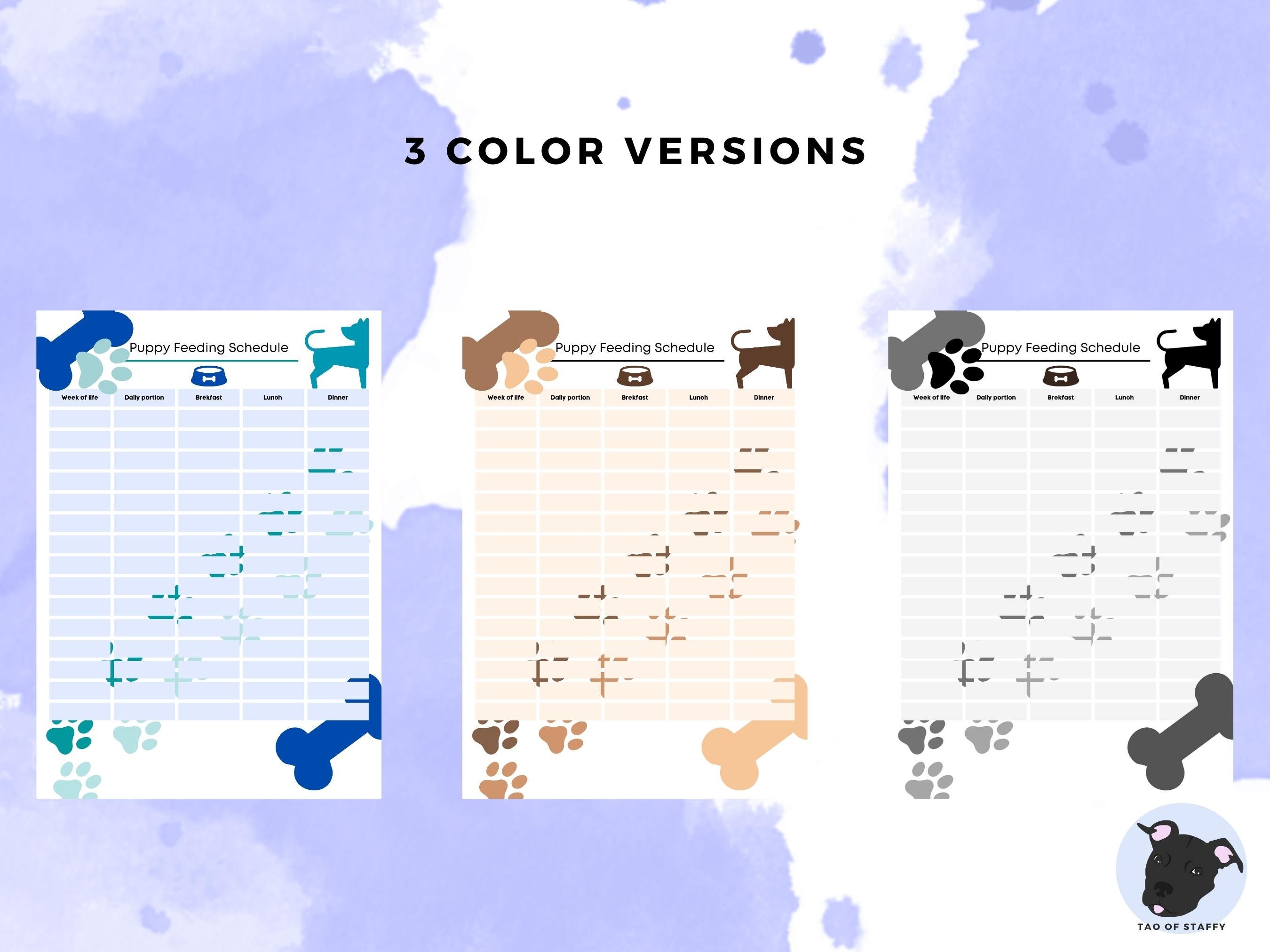 Puppy Feeding Schedule| Printable Pet Planner, Digital Download ...