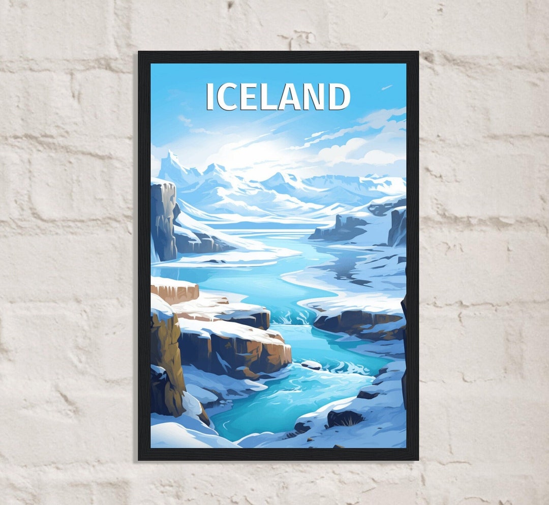 Iceland Travel Poster Travel Print Iceland Illustration - Etsy
