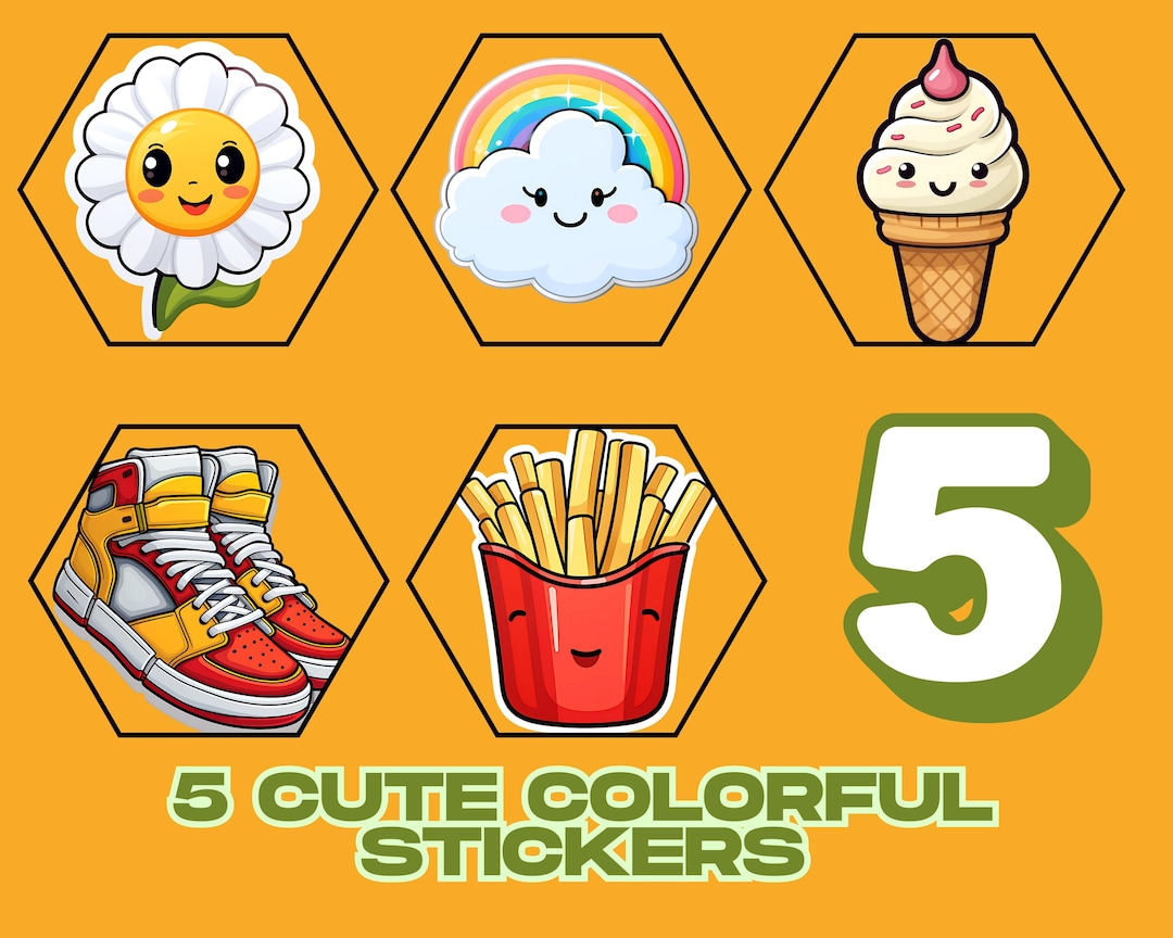 5 Cute Stickers Without Background - Etsy