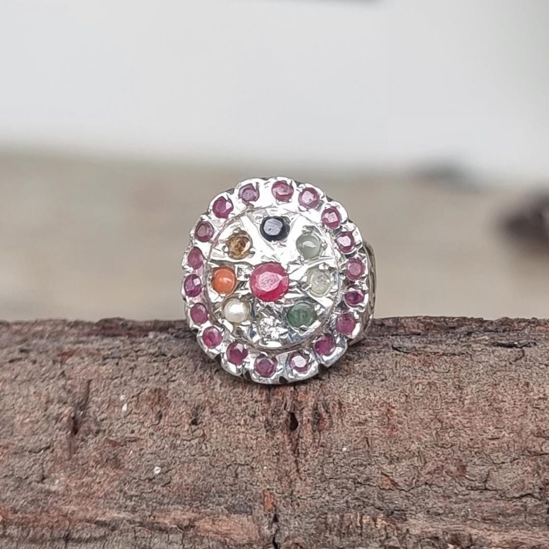 Vintage Styler Navaratna Ring, 925 Silver Astrology Ring, 9 Gemstone ...