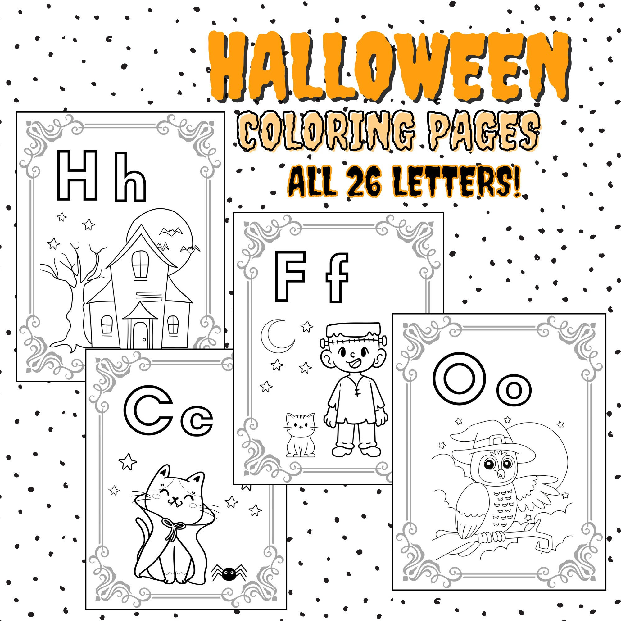 Printable ABC Halloween Coloring Pages, Kids Halloween Coloring Sheets ...