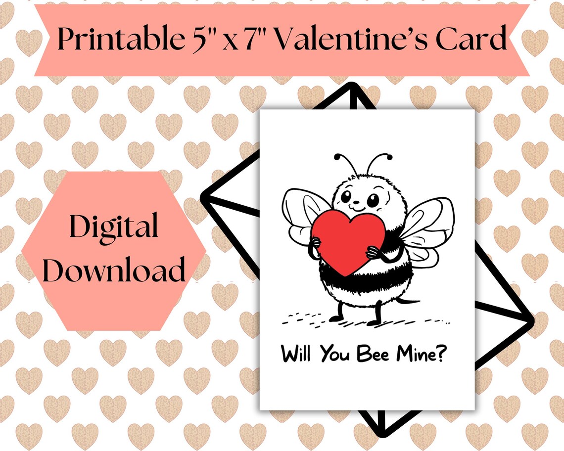 Bee Mine Valentine Card, Valentine's Day Card, Cute Pun Card, Valentine ...