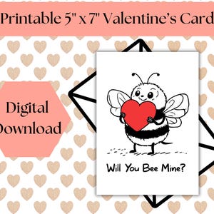 Bee Mine Valentine Card, Valentine's Day Card, Cute Pun Card, Valentine ...