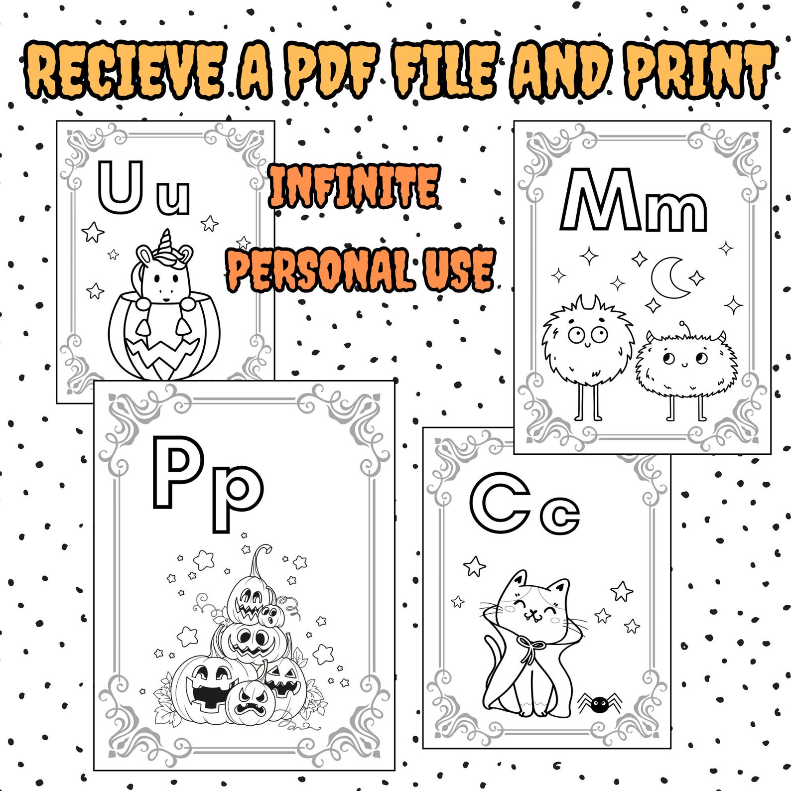 Printable ABC Halloween Coloring Pages, Kids Halloween Coloring Sheets ...