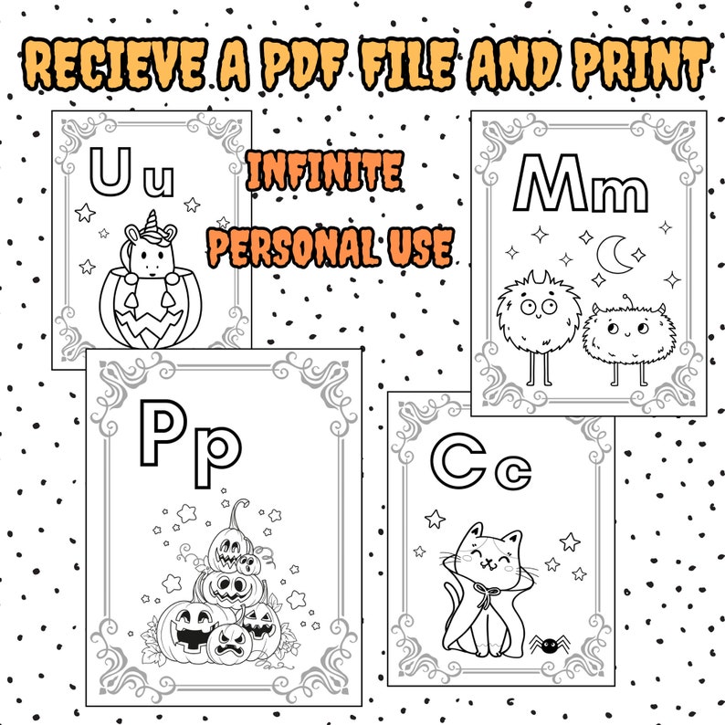 Printable ABC Halloween Coloring Pages, Kids Halloween Coloring Sheets ...