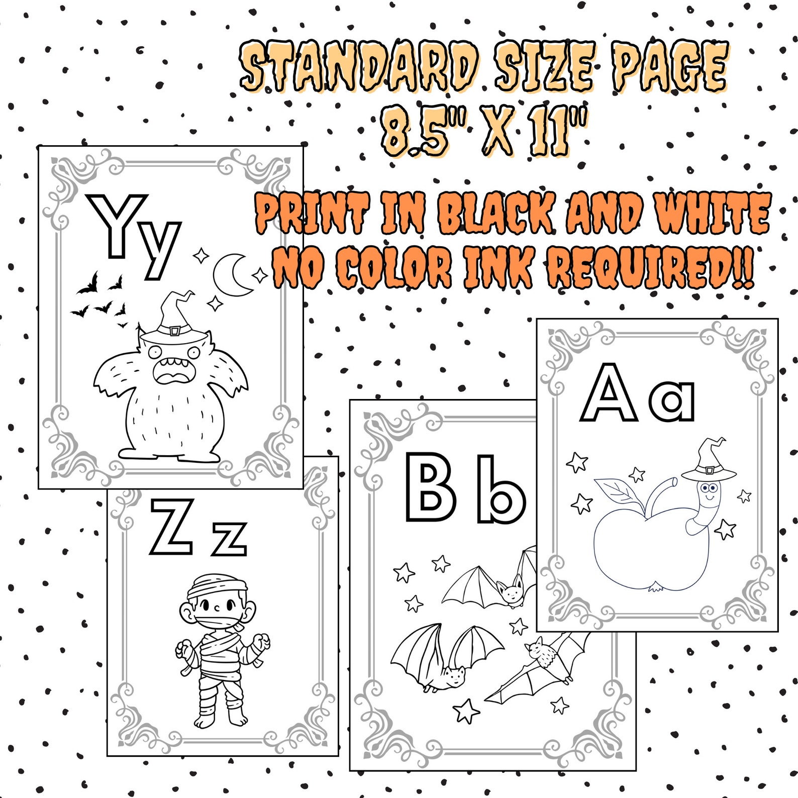 Printable ABC Halloween Coloring Pages, Kids Halloween Coloring Sheets ...