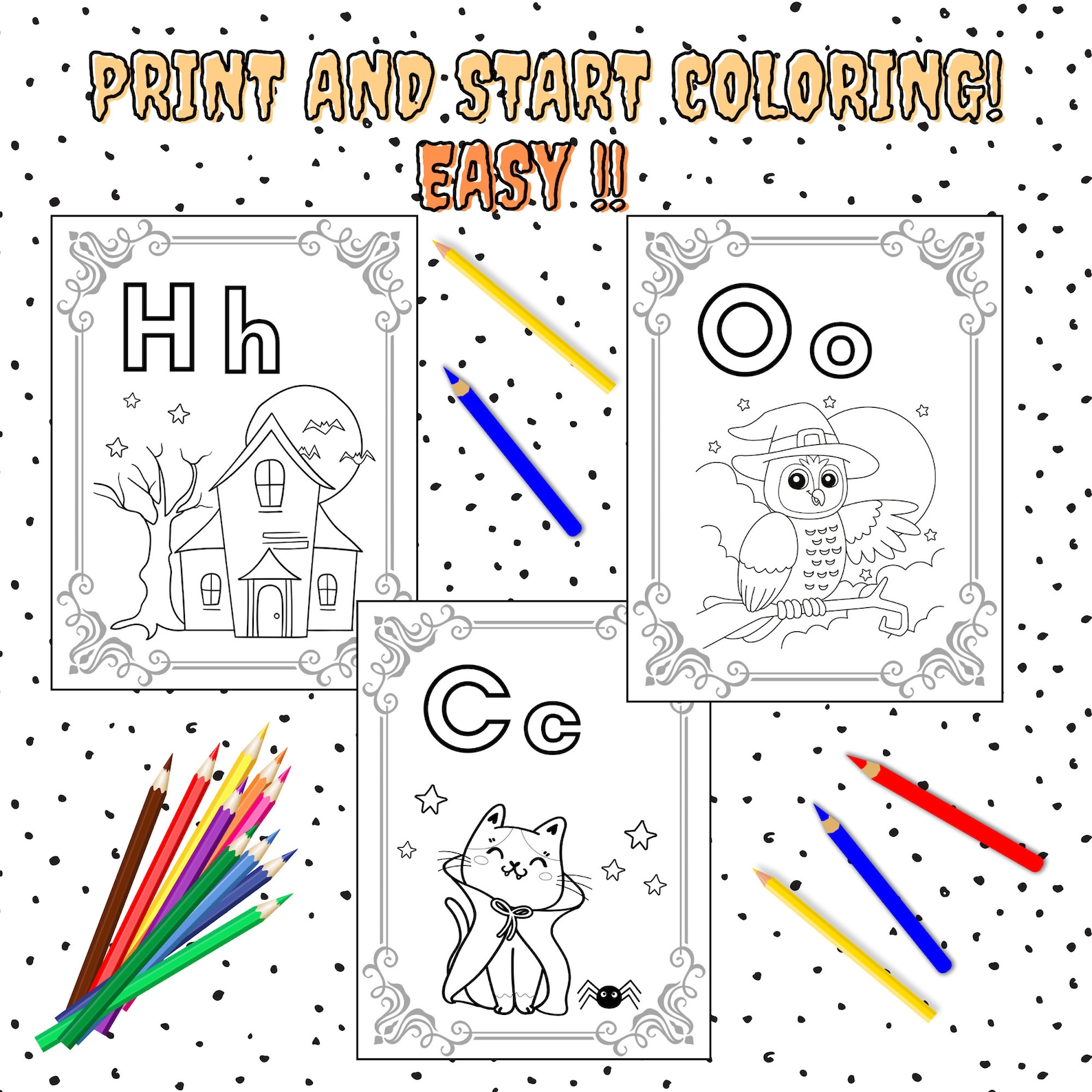 Printable ABC Halloween Coloring Pages, Kids Halloween Coloring Sheets ...