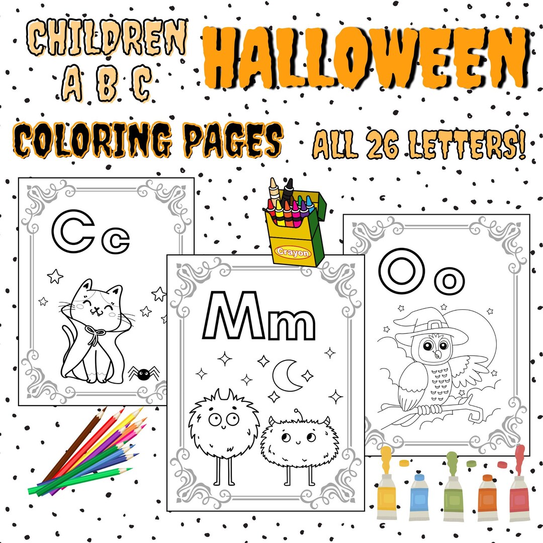 Printable ABC Halloween Coloring Pages - Etsy