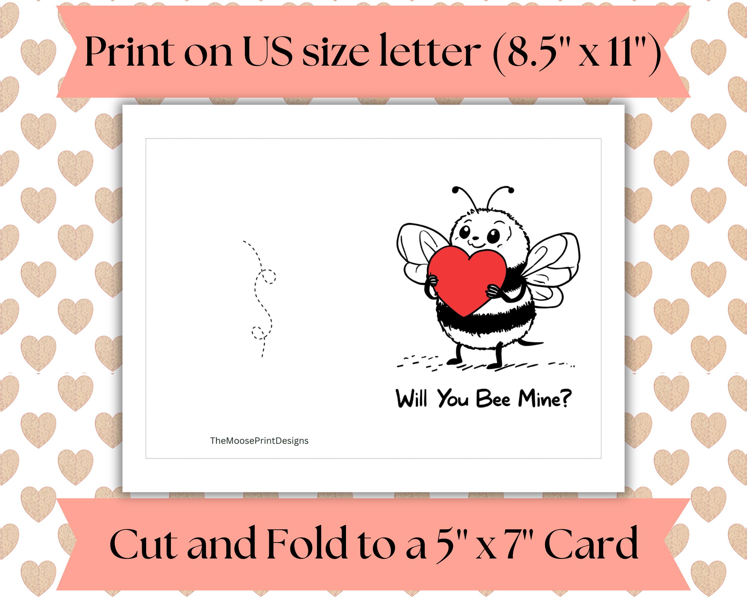 Bee Mine Valentine Card, Valentine's Day Card, Cute Pun Card, Valentine ...