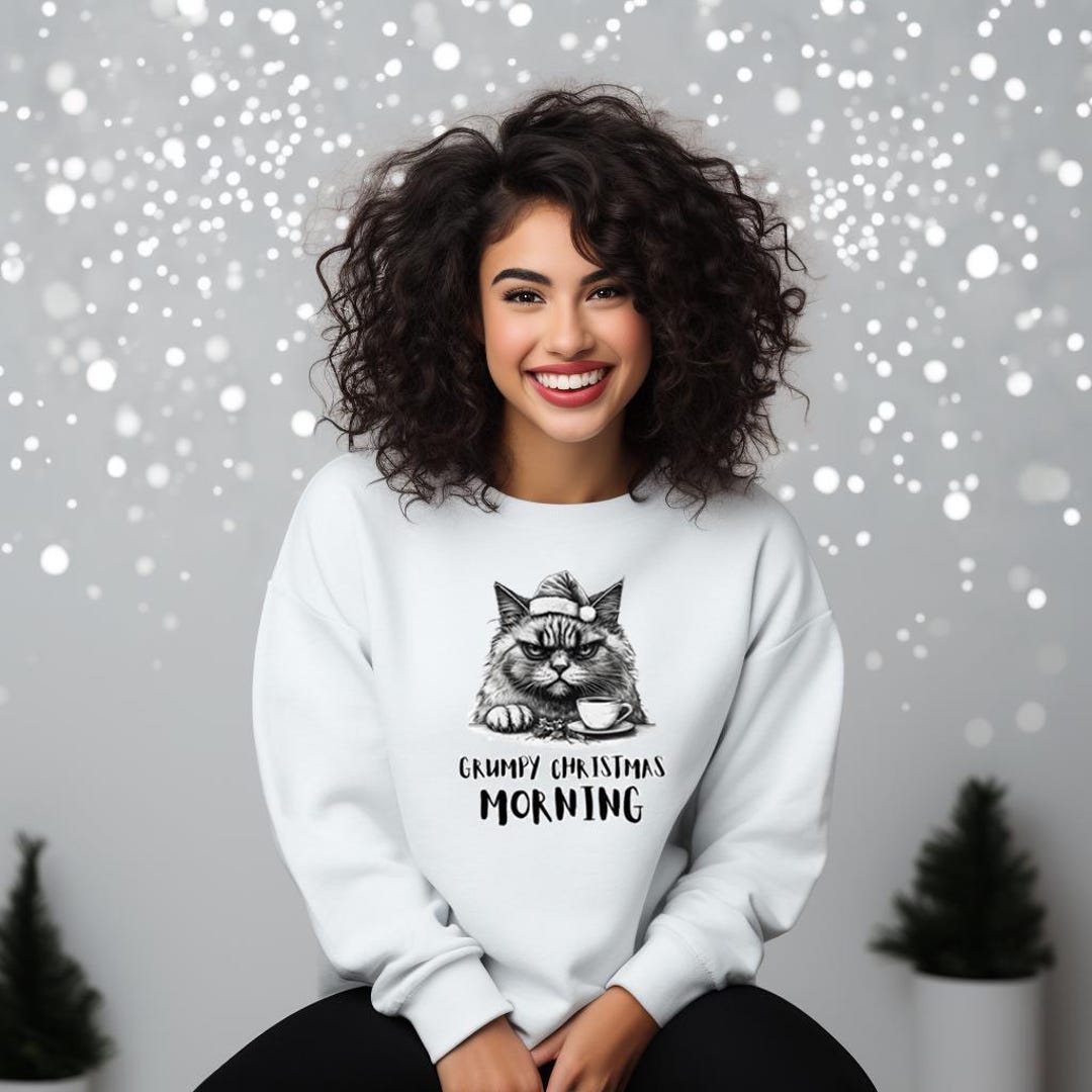 Grumpy Cat Sweater, Holiday Organic Sweater, Christmas Cat Sweater ...