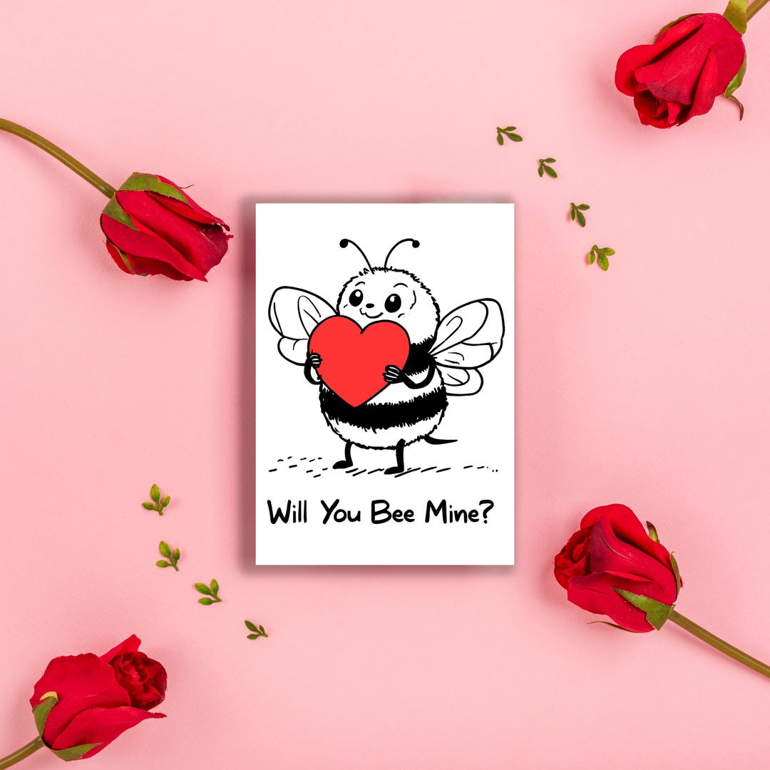 Bee Mine Valentine Card, Valentine's Day Card, Cute Pun Card, Valentine ...