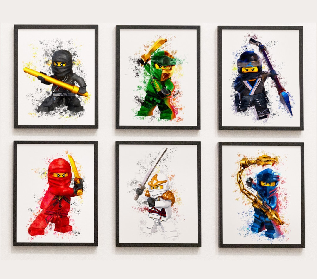 Ninjago Wall Prints Lego Ninjago Bedroom Watercolour Splash - Etsy