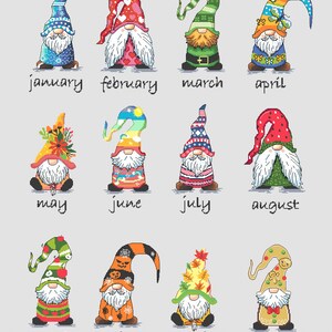 All Months Gnome, New Year Cross Stitch, Holidays, Modern Cross Stitch ...