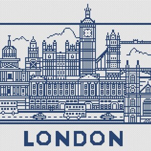 LONDON, Towns, Landscape Cross Stitch Pattern, Nature, Modern Cross ...