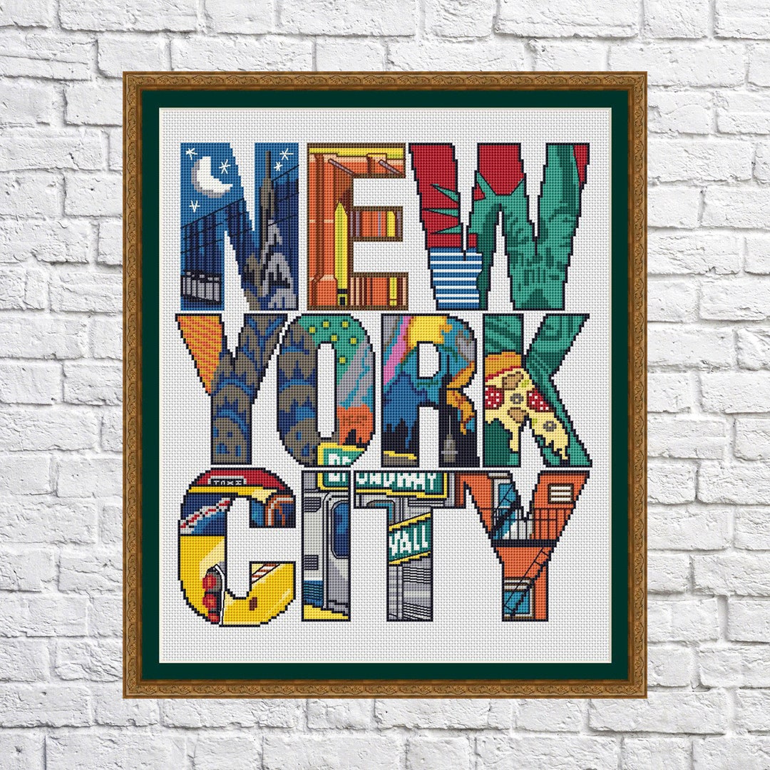 New YORK, Landscape Cross Stitch Pattern, Nature, Modern Cross Stitch ...