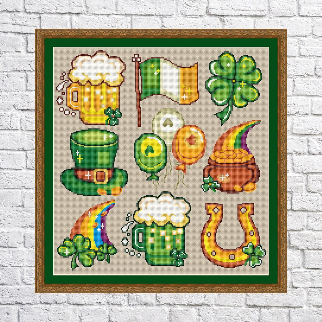 ST Patrick Ornaments Cross Stitch Pattern, Luck, Holidays, Modern Cross ...